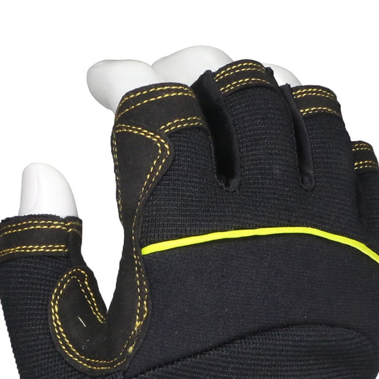 Anti vibration fingerless design mechanic work gloves