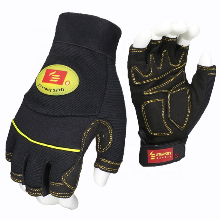 Anti vibration fingerless design mechanic work gloves