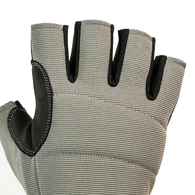 Leather mechanic fingerless work gloves
